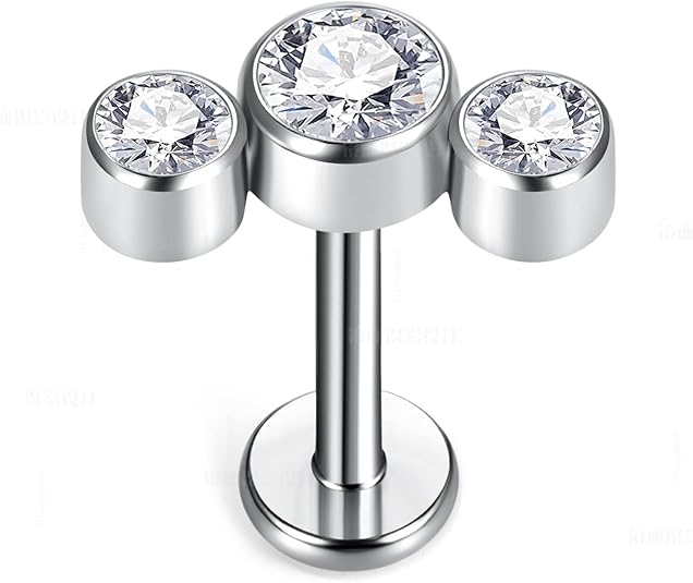 Amazon.com: G23 Titanium Labret Studs Threadless Push-in Labret CZ ...