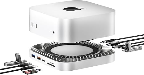 Station d'accueil RayCue Mac Mini M4, support Mac Mini en aluminium et hub HDMI pour Mac Mini M4 ...
