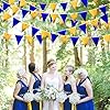 32Ft Blue Gold Fabric Triangle Banner Flag Double Sided Metallic ...
