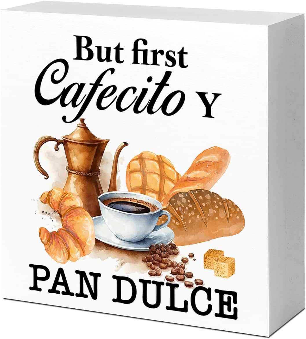 Amazon.com: LVQHI Coffee Bar Decorations In Spanish, But First Cafecito ...