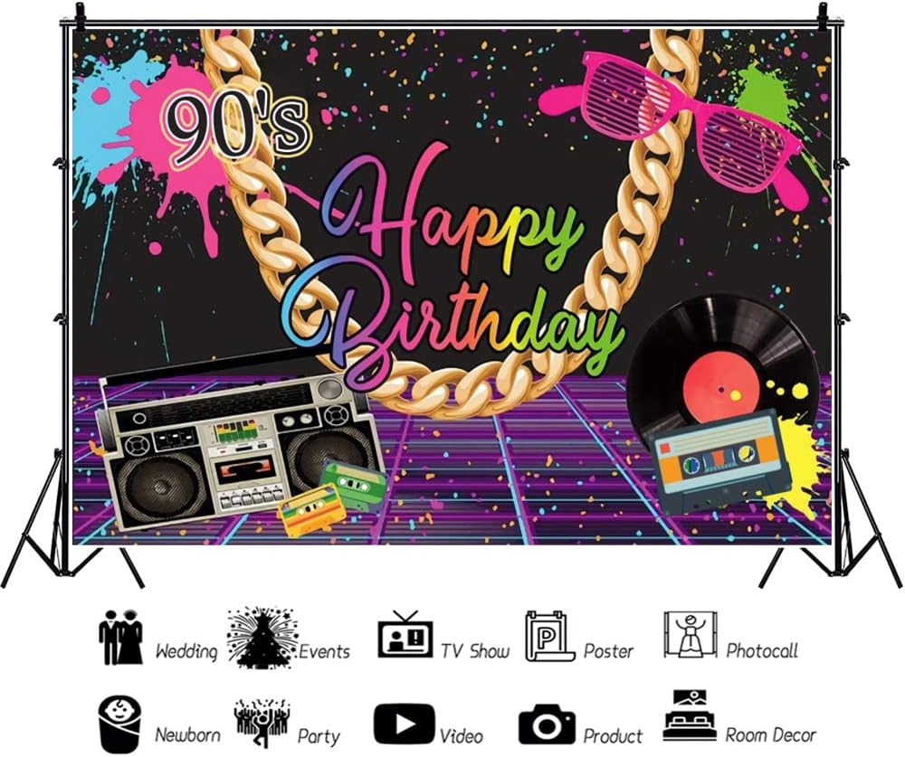 Buy LFEEY 5x3ft Back to 90s Birthday Backdrops for Photography 90s ...
