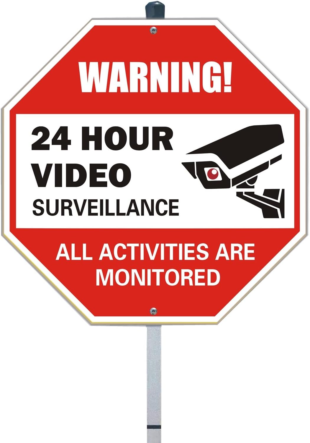 Amazon.com: Gbateri 24 Hour Video Surveillance Sign with Stake - All ...