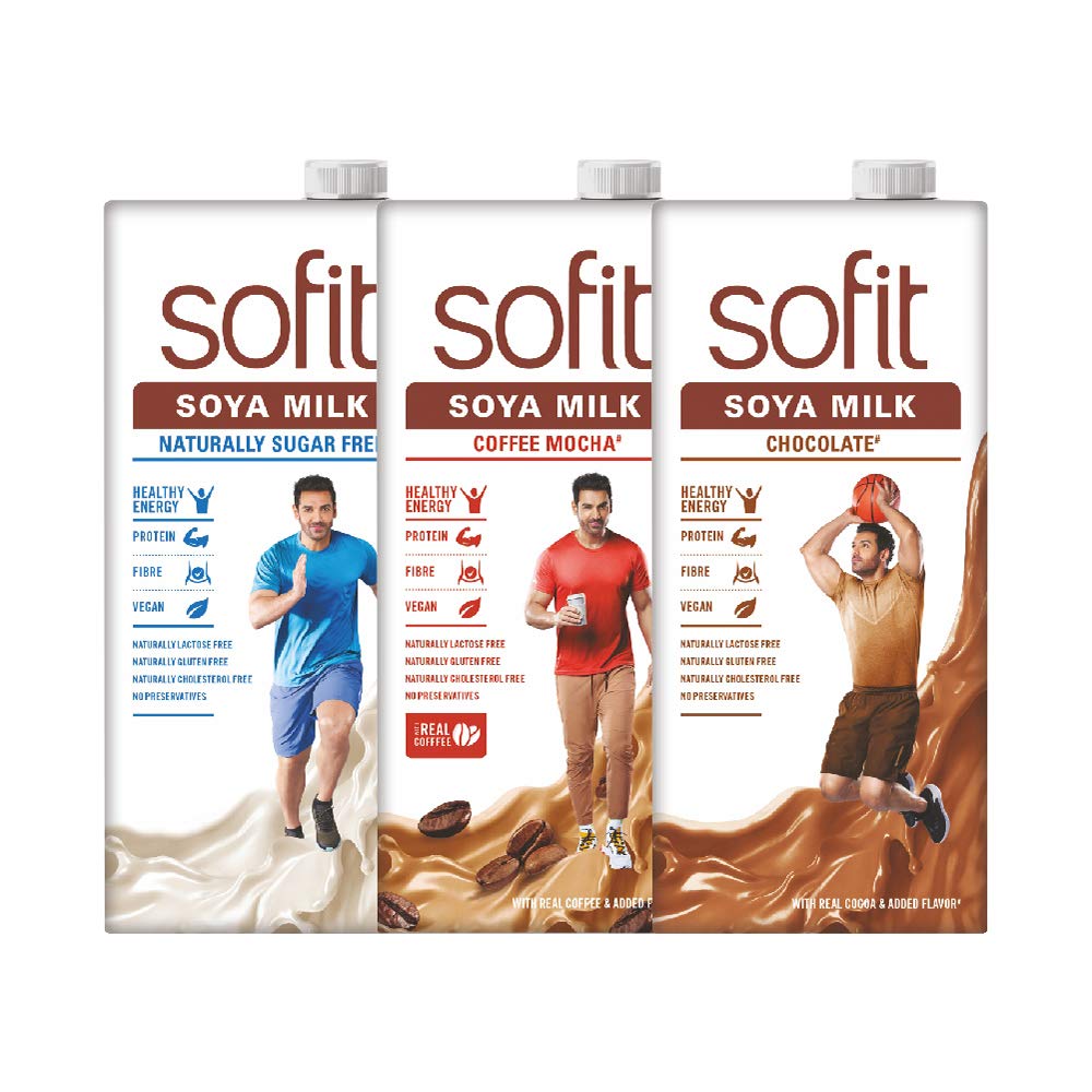 Buy Sofit SOYA Milk Sugar Free, Coffee Mocha & Chocolate, 1 LTR (Pack ...