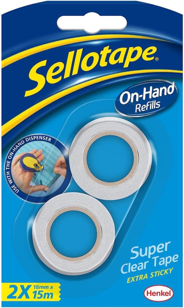 6 Rolls Sellotape Clear Sticky Tape - 20m X 18mm Mini Refill Rolls (UK ...