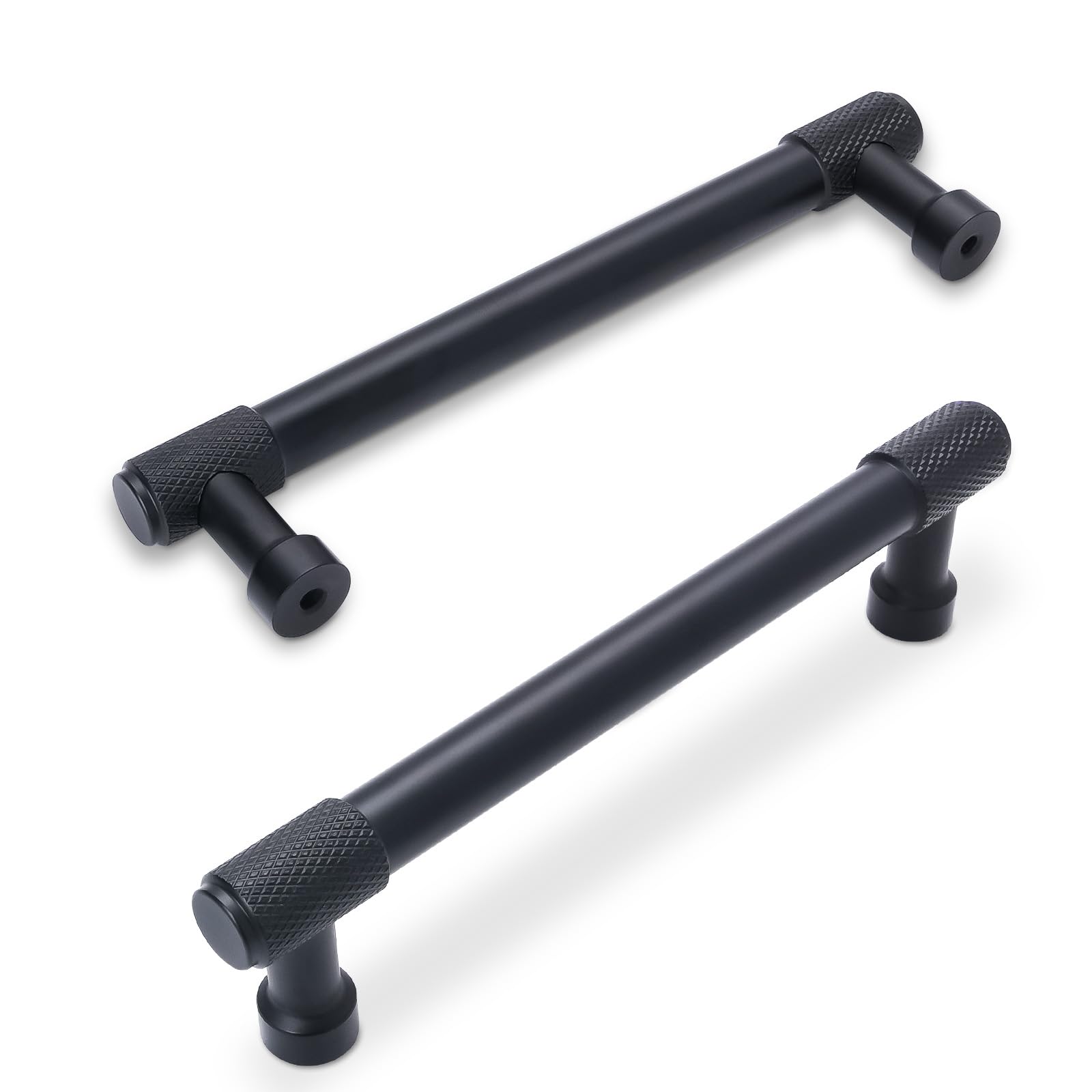 BUKOBYHE 10 Pack 5Inch Kitchen Cabinet Handles Matte Black Knurled ...