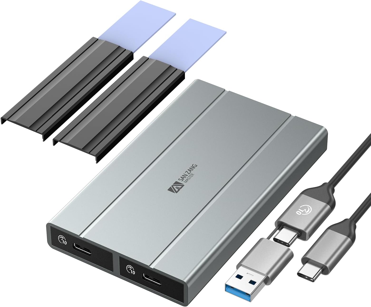 NVMe Gehäuse , SETMSPACE M2 SSD Gehäuse , M.2 SSD Gehäuse mit 2-in-1 Kabel, M2 USB Adapter für M ...