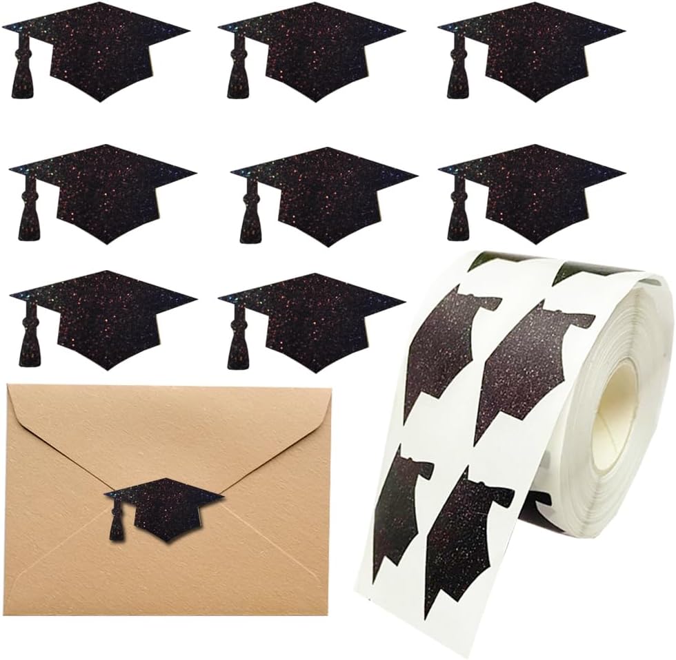 Amazon.com: 900 Pcs Black Graduation Cap Stickers Black Graduation Hat ...