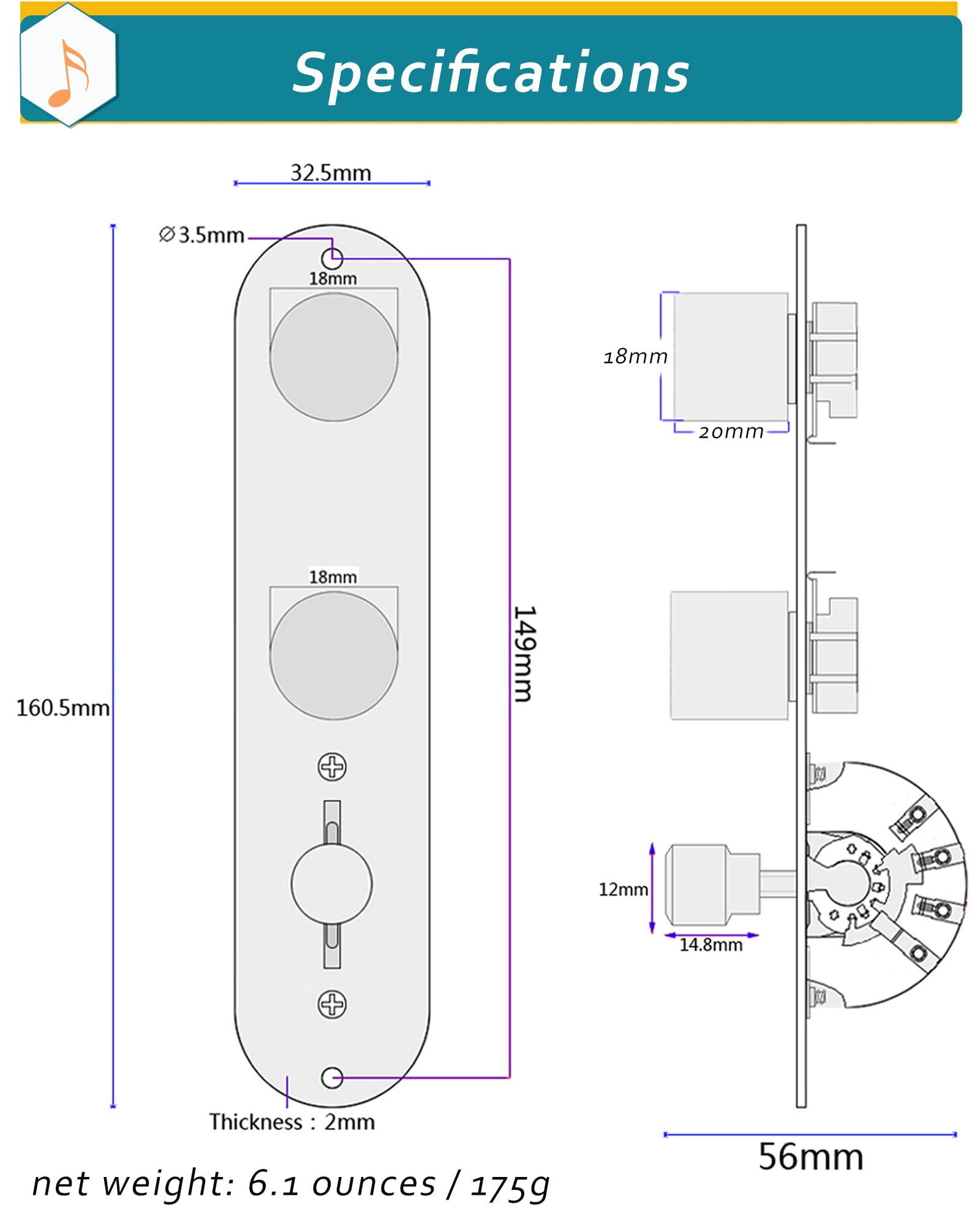 Snapklik.com : LAMSAM Fully Loaded Guitar Control Plate, Prewired 3-way ...