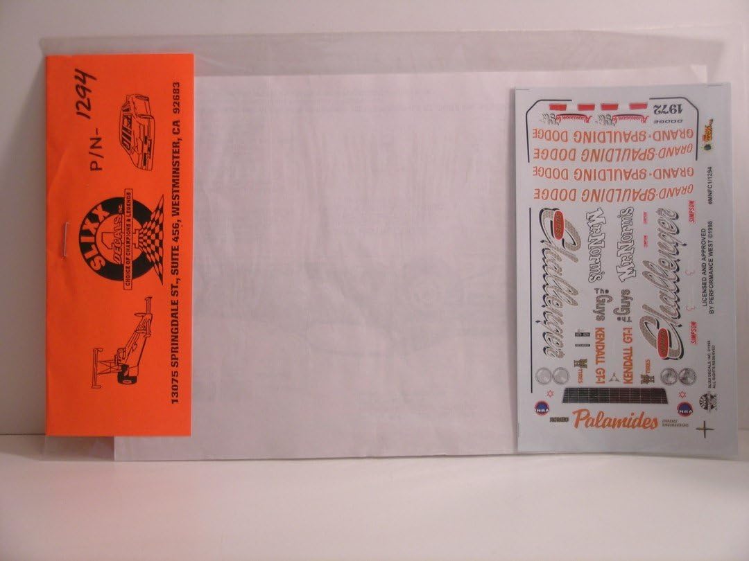 Amazon.com: Slixx Decals 1/24 - 1/25 Scale "Mr. Norm's Challenger" for ...
