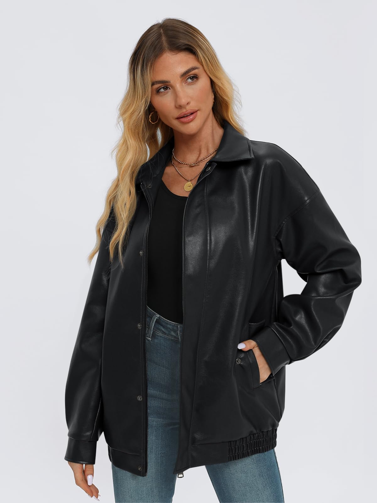 Snapklik.com : Womens Oversized Leather Jackets Faux Suede 2025 Fall ...