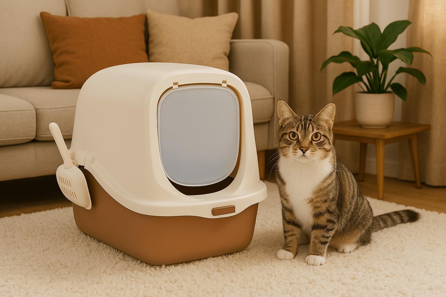 Catit Large Hooded Grey Litter Box with Airsift Filter System : Amazon ...