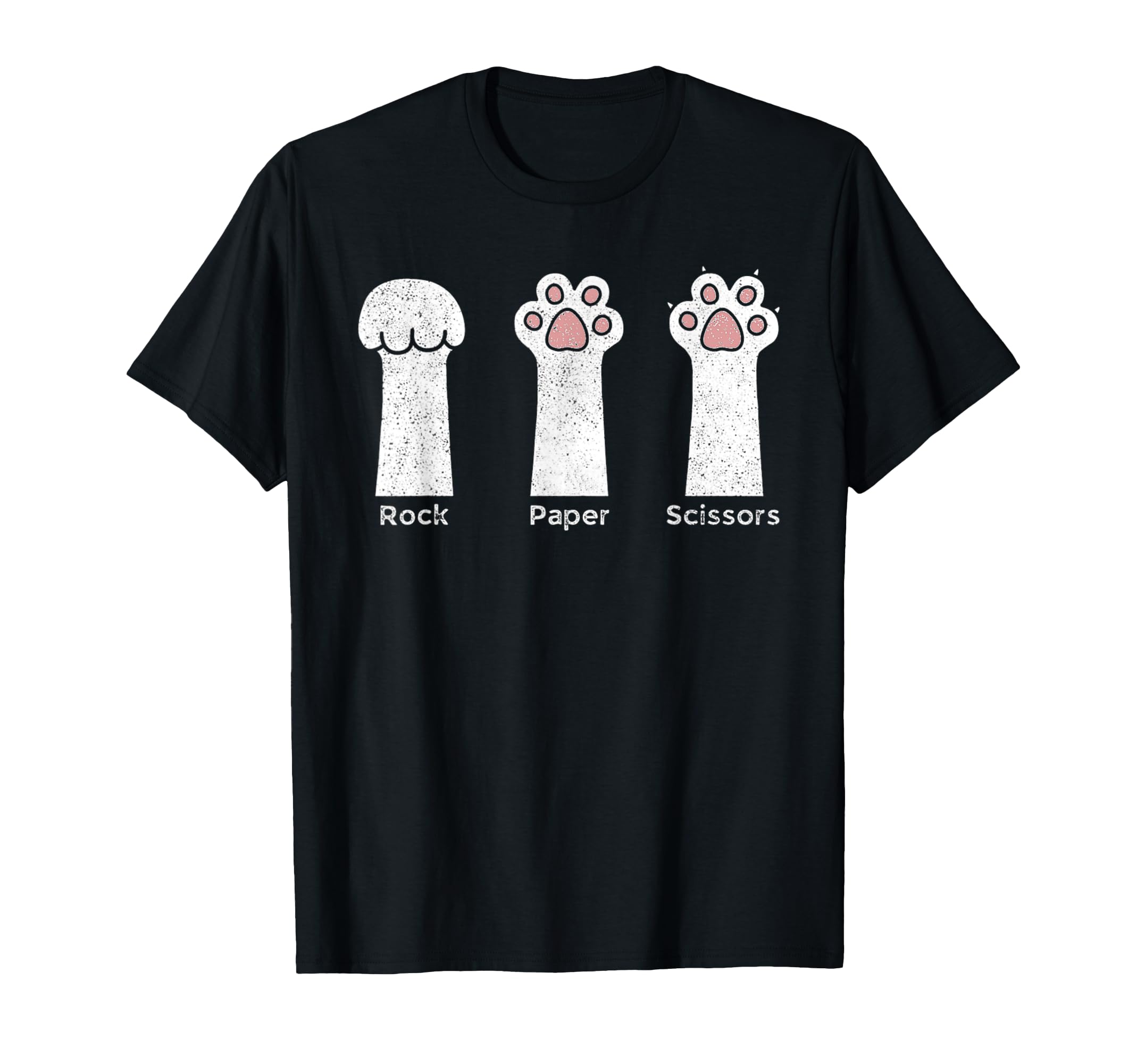 Distressed Cat Lover Owners Rock Paper Scissors Cat Paws T-Shirt ...