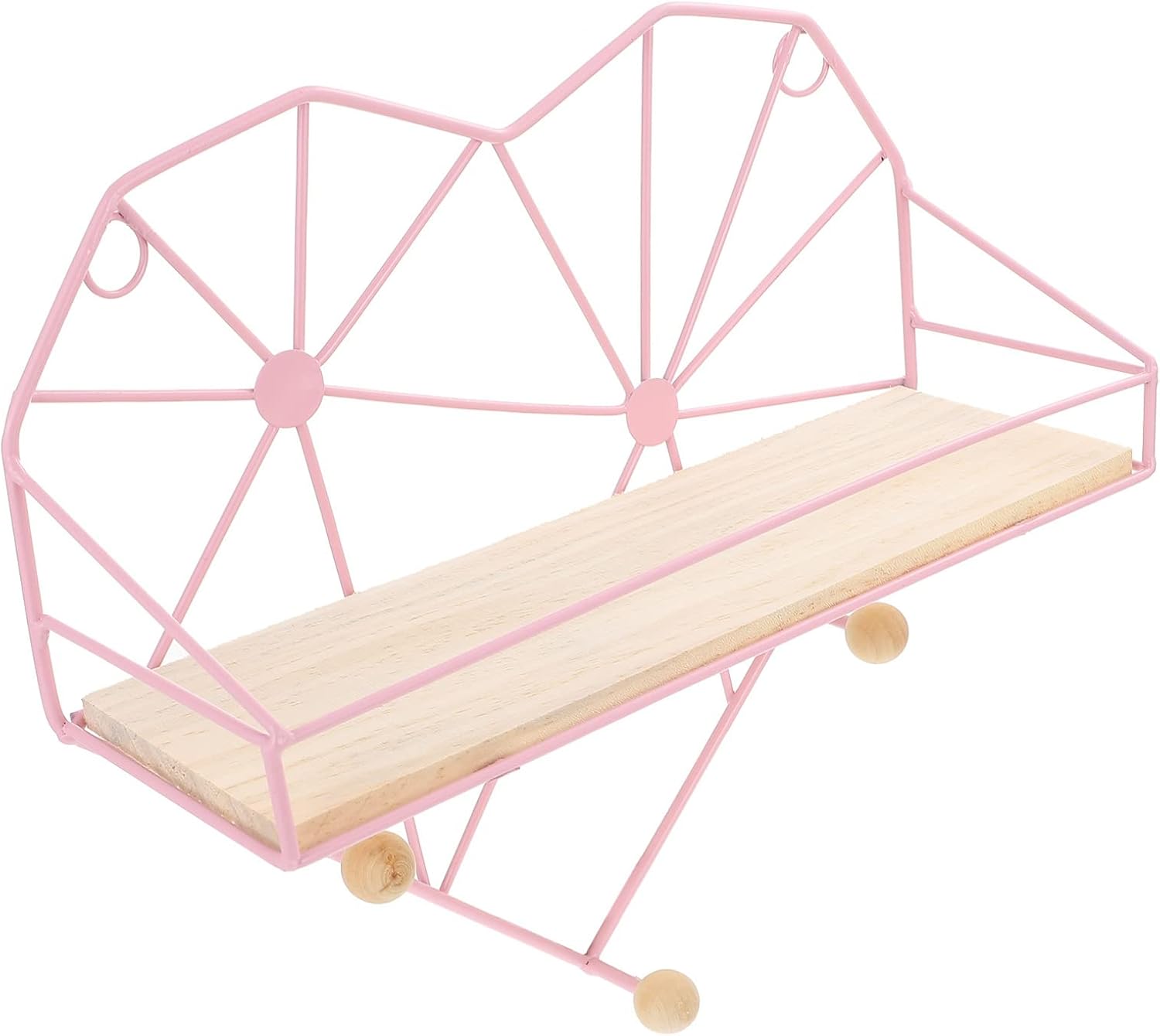 Amazon.com: Floating Wire Wood Base Wall Shelves Pink Metal Floating ...