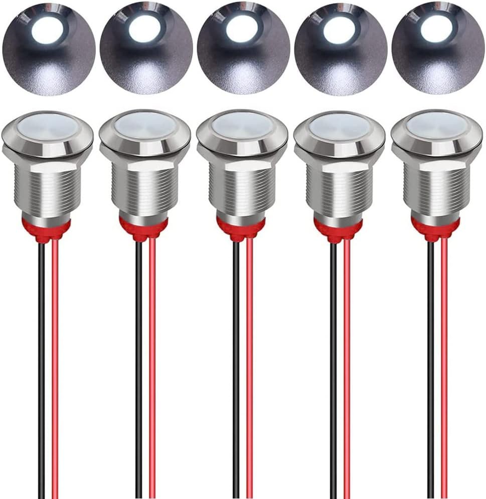 Amazon.com: Gebildet 5pcs 12mm LED Metal Indicator Light AC/DC 12-24V ...