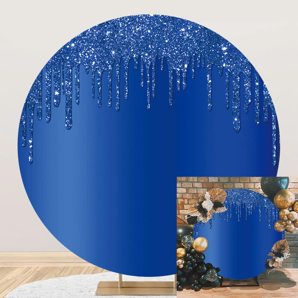 Amazon.com : OERJU 6.5x6.5ft Royal Blue Glitter Round Backdrop ...