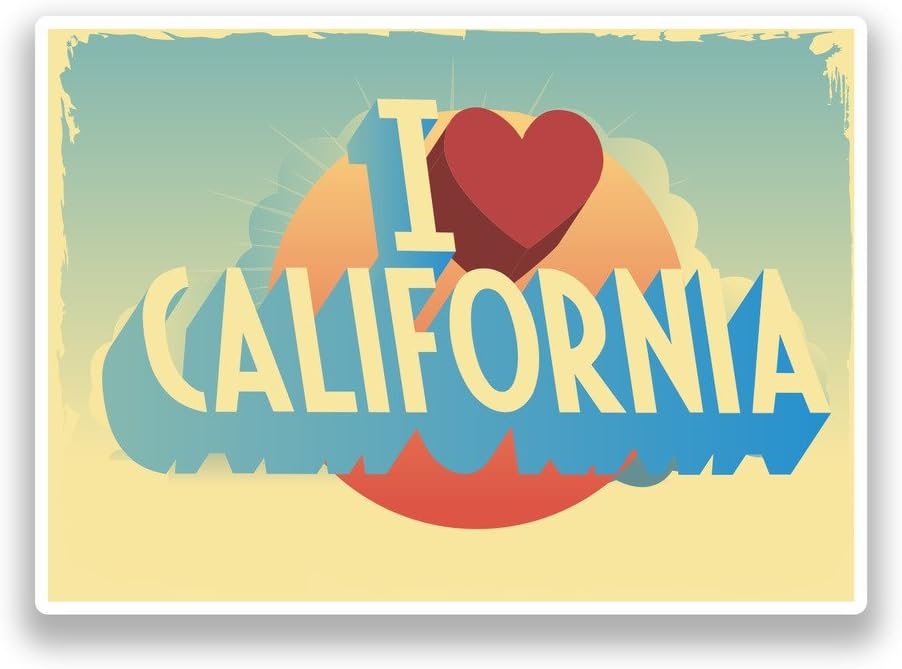 Amazon.com: 2 x 10cm/100mm I Love California Vintage Vinyl Stickers ...