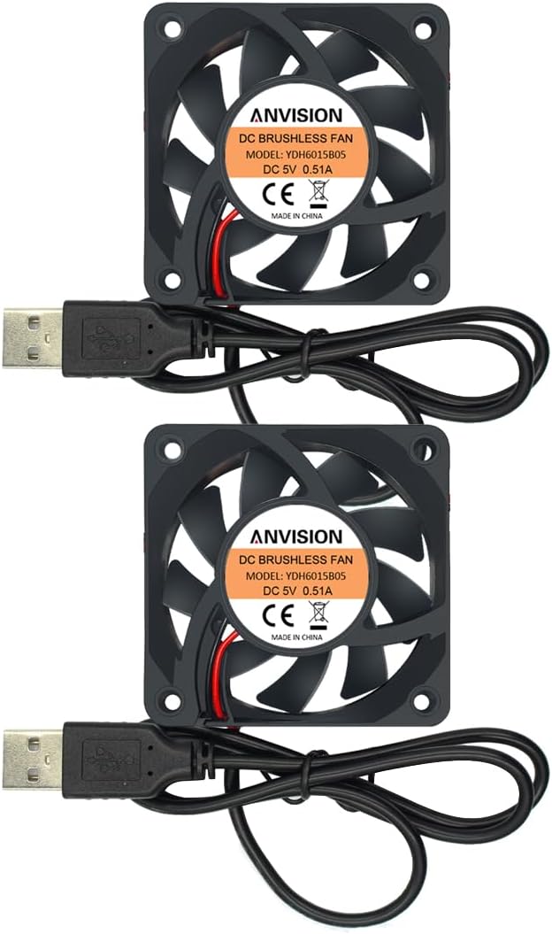 Amazon.com: GDSTIME 2-Pack 60mm x 15mm USB Fan with 3 Speed Control, 5V ...