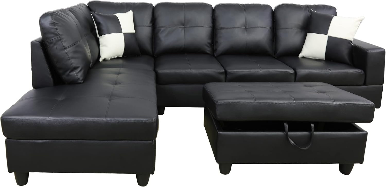 Buy Star Home Living Genesis Sectional Sofa with Ottoman L-Shape-PU ...