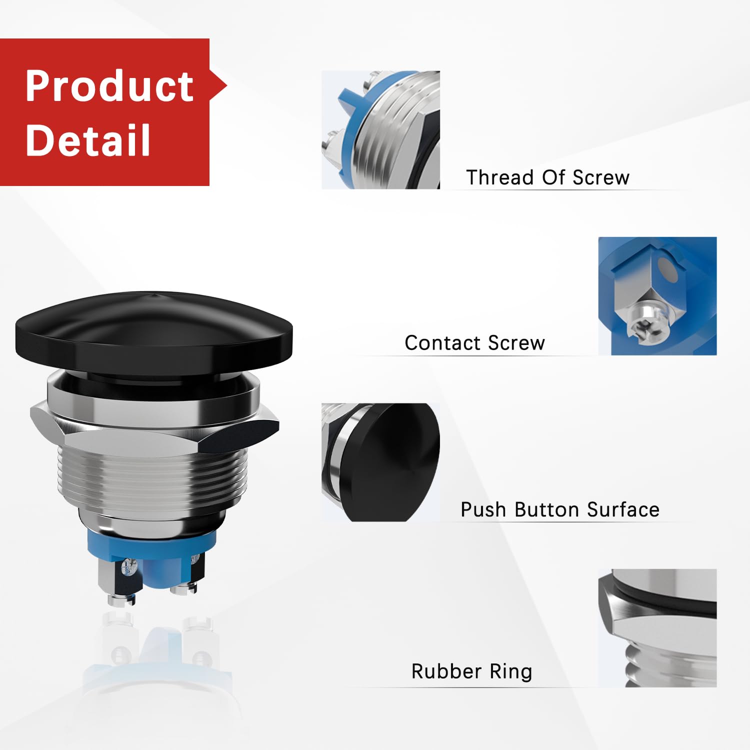 Snapklik.com : APIELE 22MM Momentary Push Button Switch Mushroom Head ...
