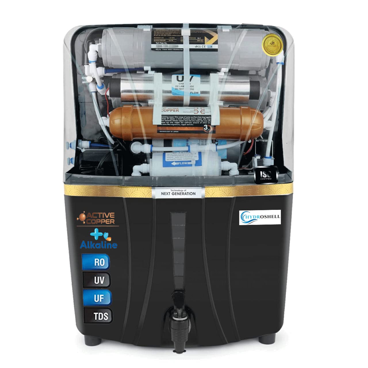 Hydroshell Alkaline With Active Copper Ro Uv Uf Tds Controller ...