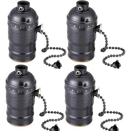 RDEXP Vintage Lamp Socket with Pull Chain AC 110-240V E27 Light Bulb ...