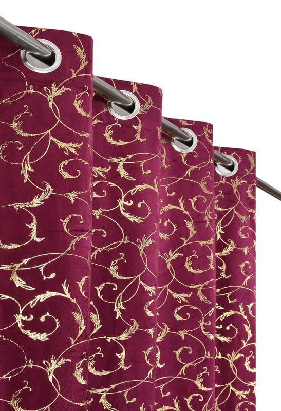 Buy Panipat Textile Curtain Heavy Velvet Fabric Luxury Looks Leaf ...