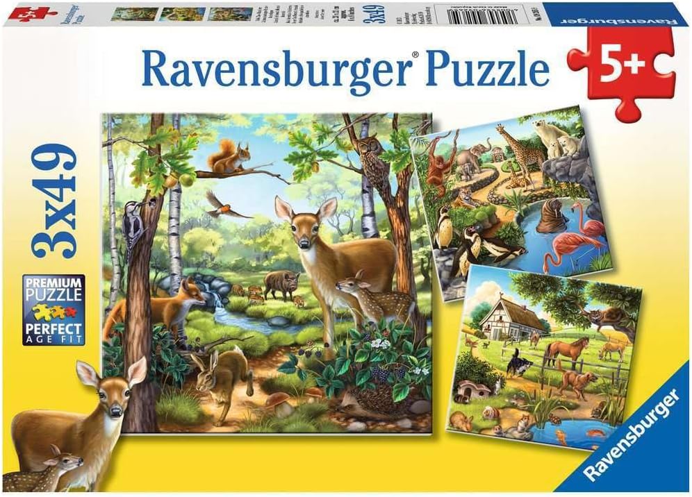 Amazon.com: Ravensburger - Forest, Zoo & Farm Animals - 49 Piece Jigsaw ...