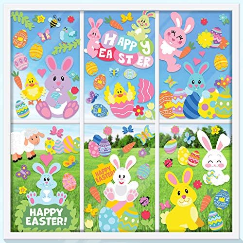 Amazon.com: JarThenaAMCS Spring Easter Floral Window Clings Watercolor ...