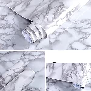 Amazon.co.jp: QQZSG 壁紙シール 大理石シール キッチンタイルシート防水 耐熱 大理石調 シート 洗面所 60cm*5m 壁 装飾 リメイクシート DIY リフォームシート ...