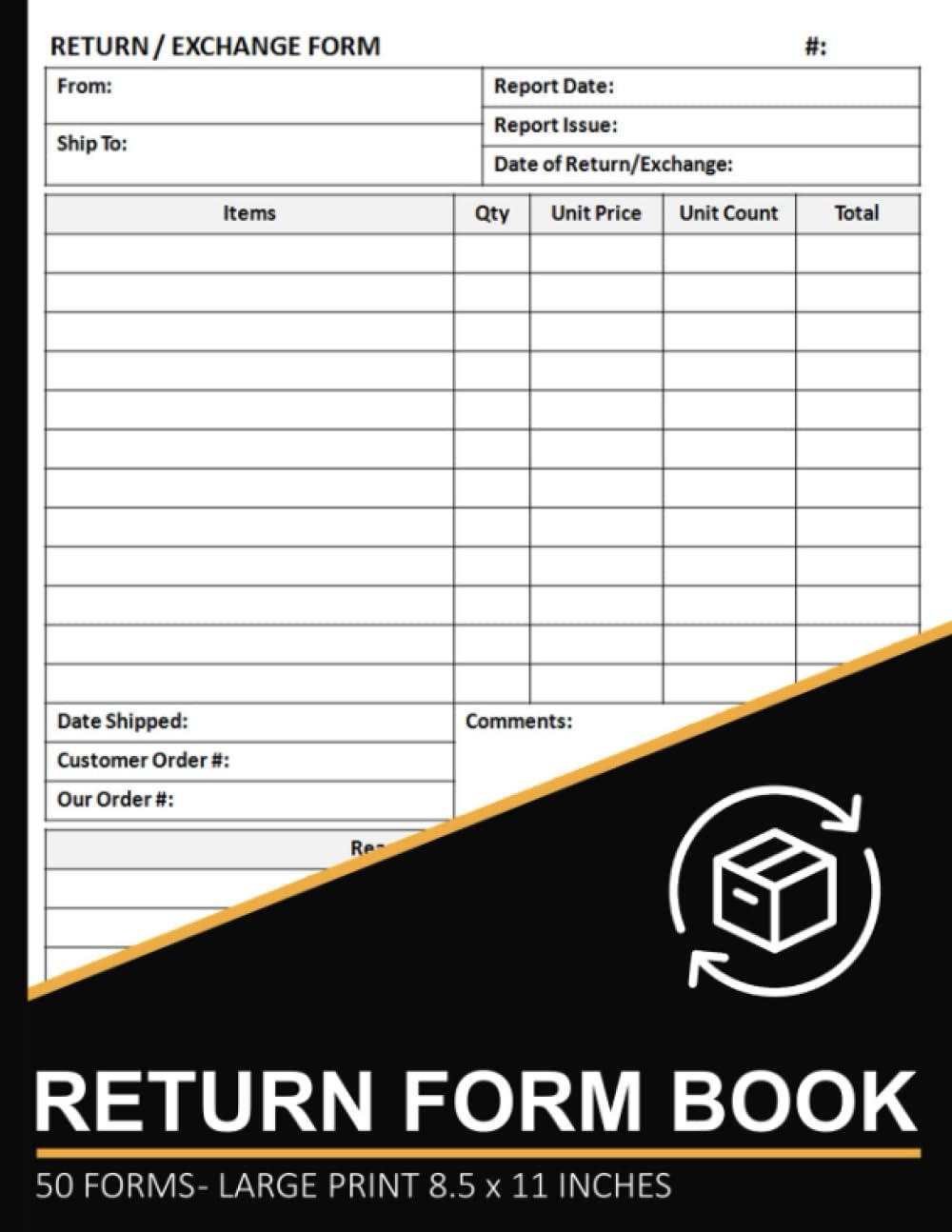 Return Form Book: Merchandise Return / Exchange Forms | 50 Forms ...