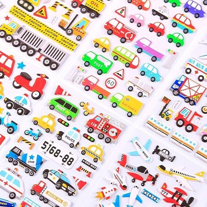 Cots and Cuddles 3D Puffy 240+ Cars and Trucks Stickers, 3D Stickers ...