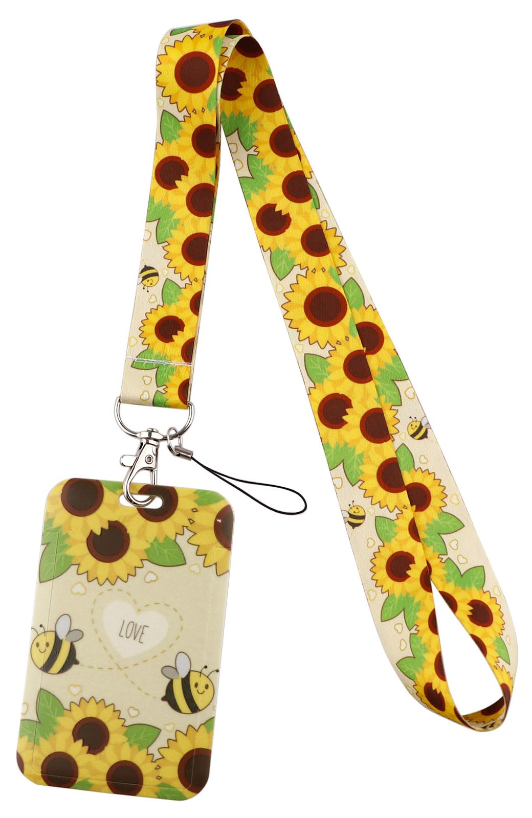 Sunflower with Bee Lanyard for Neck with Card Holder, Neck Strap with ...