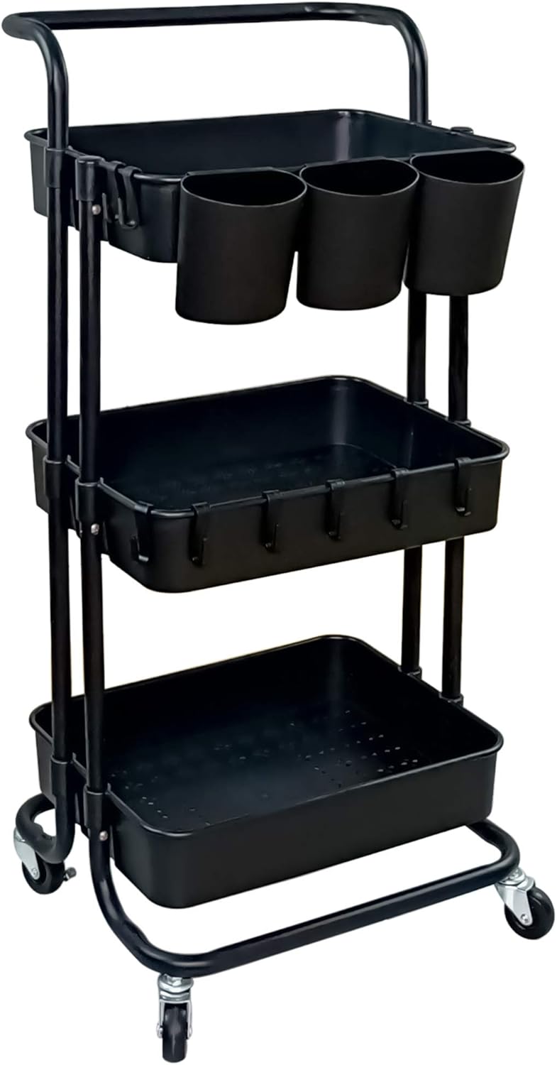 Freletry 3 Tier Rolling Utility Cart Multifunction Storage Organizer ...