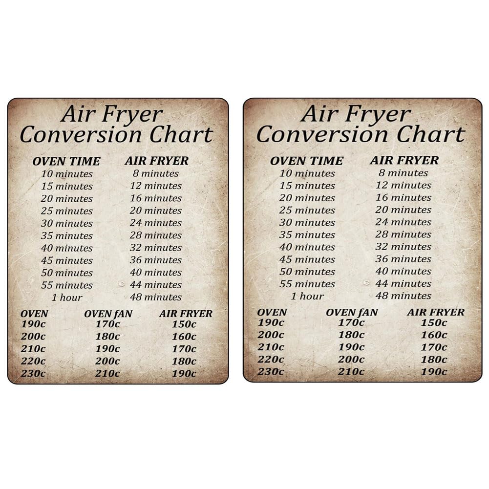 2 Pack Air Fryer Cooking Time Chart Magnetic Cheat Sheet UK Air Fryer ...