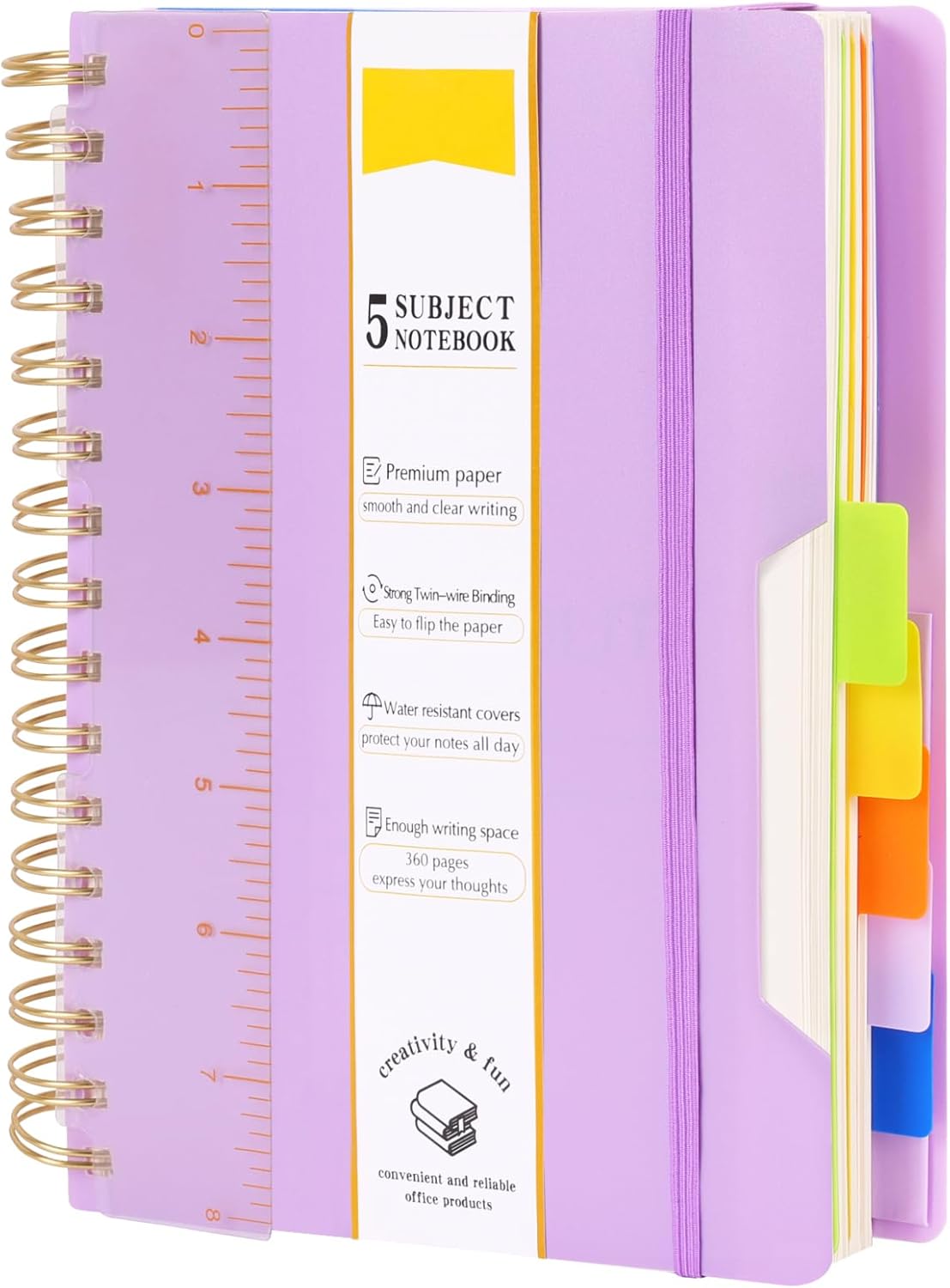 Amazon.com : EOOUT 5 Subject Notebook Spiral Notebook, 6 x 8in 360 ...