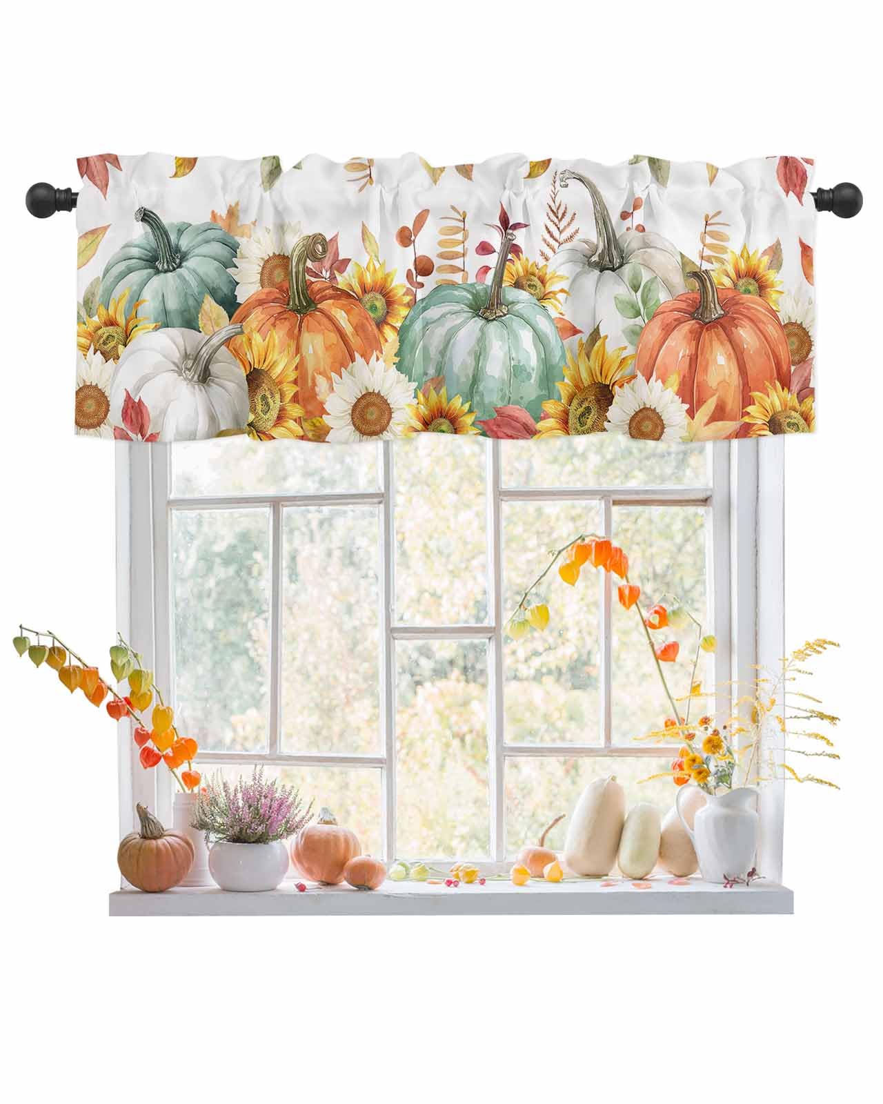 Amazon.com: Fall Pumpkin Valances for Windows Kitchen Curtains ...