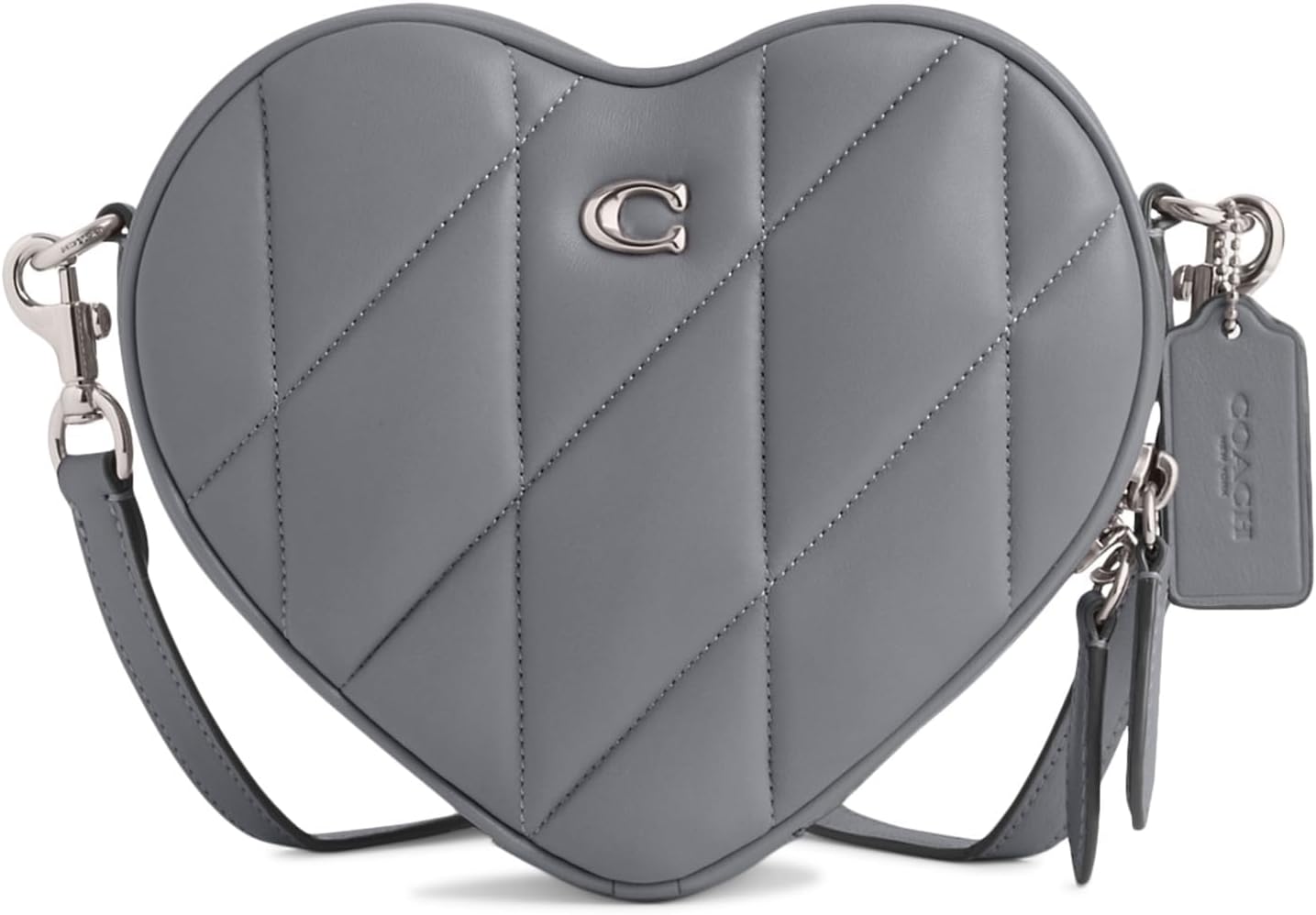 Coach Quilted Leather Heart Crossbody Grey/Blue One Size: Handbags ...