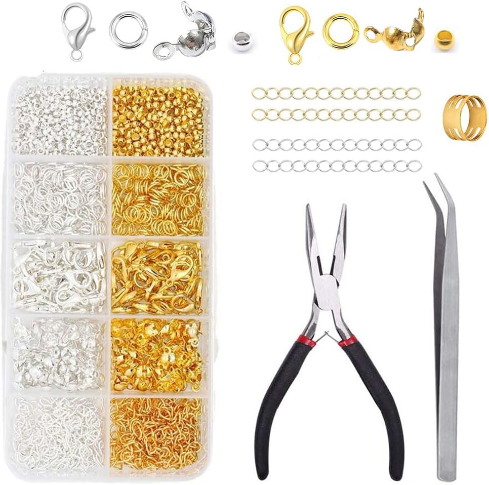 Bmeigo 583pcs Jewellery Making Kit Gold Silver, Lobster Clasps, Open ...