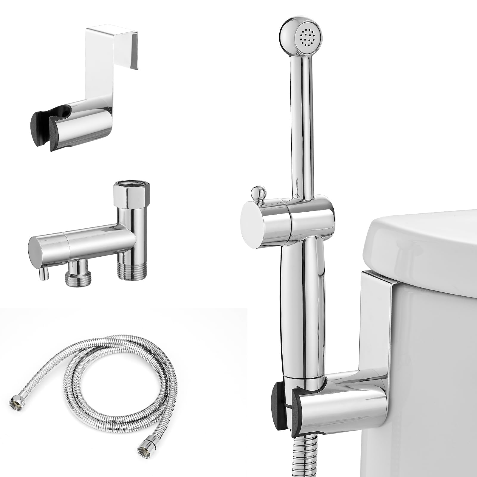 Greenspring Chrome Handheld Bidet Sprayer for Toilet with Bidet Hose ...