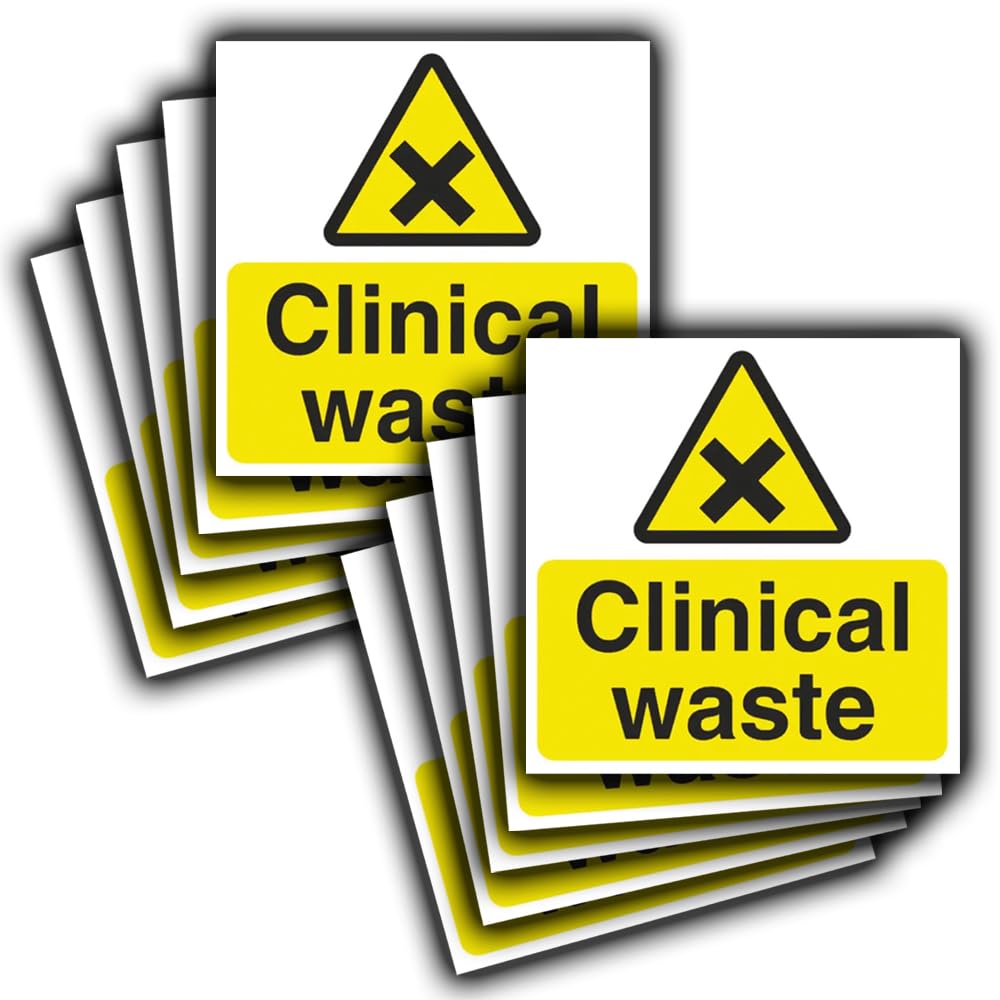Clinical waste health and safety signs - self adhesive vinyl label ...