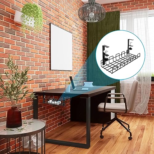 Under Desk Cable Organizer for Wire Management Cable Management Tray ...