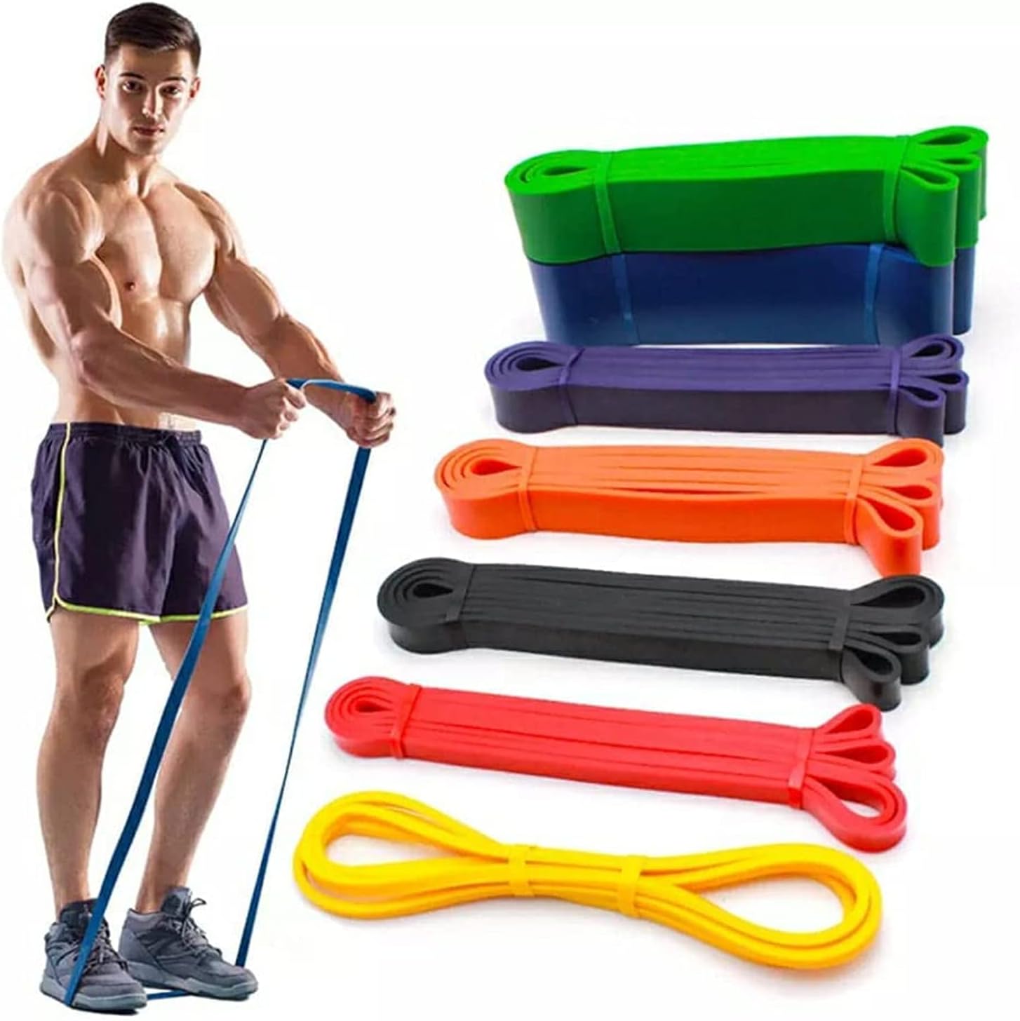 SportQ Premium Fitness Rubber Resistance Bands, Strength Training Bands ...
