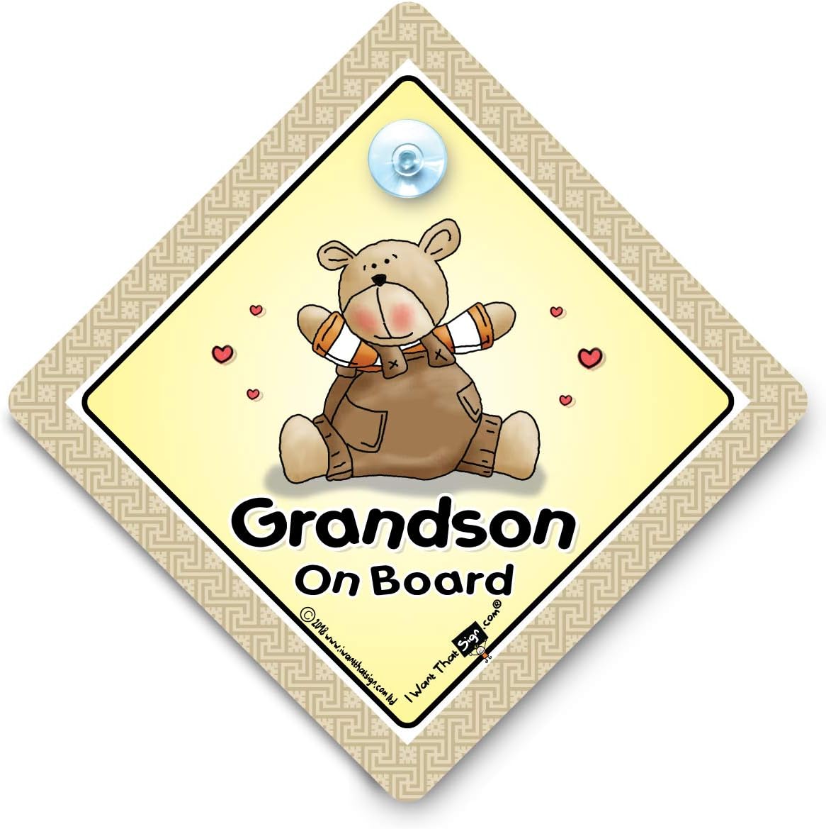 Grandson On Board Car Sign, Grandson On Board Sign, Brown Bear, Baby on ...