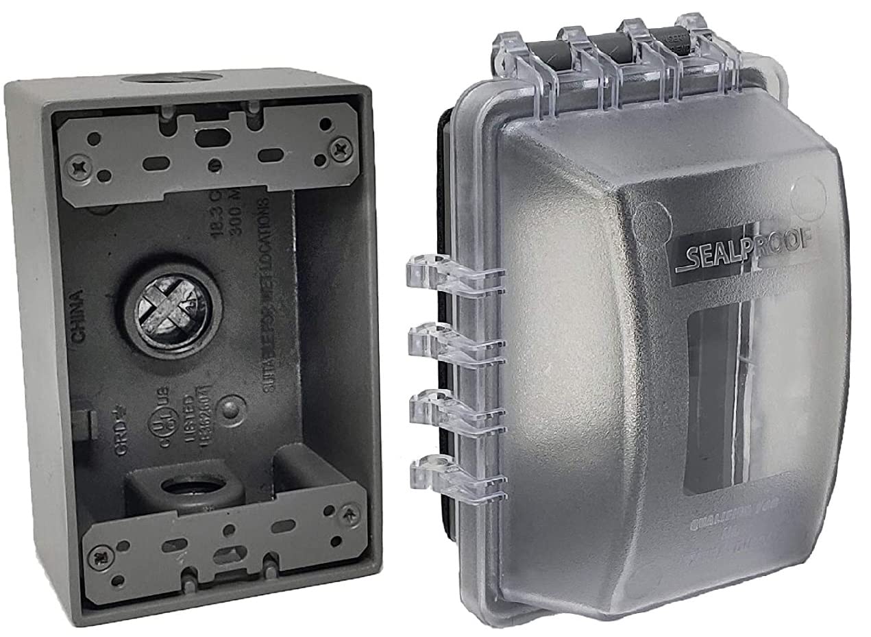 Sealproof 1-Gang Weatherproof Exterior in Use Outlet Cover and Box Kit ...