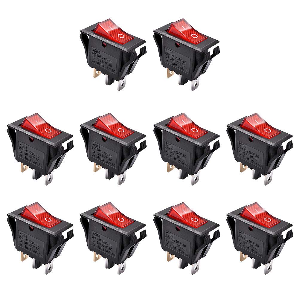 Amazon.com: AutoEC 10 PCS Rocker Switch 3 Pin AC 15A/250V 20A/125V SPST ...