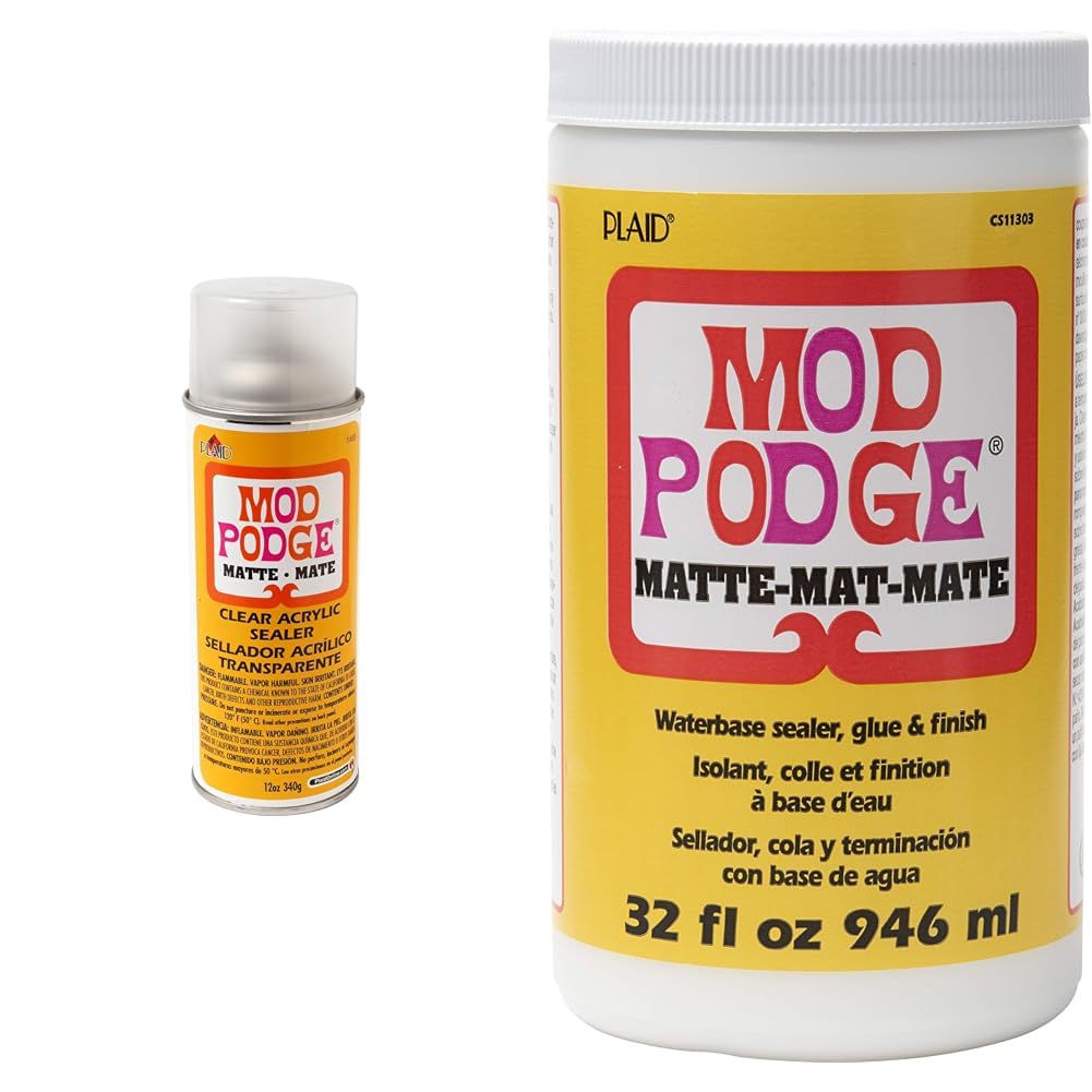 Amazon.com: Mod Podge Matte Clear Acrylic Sealer Bundle - 12 oz Aerosol ...