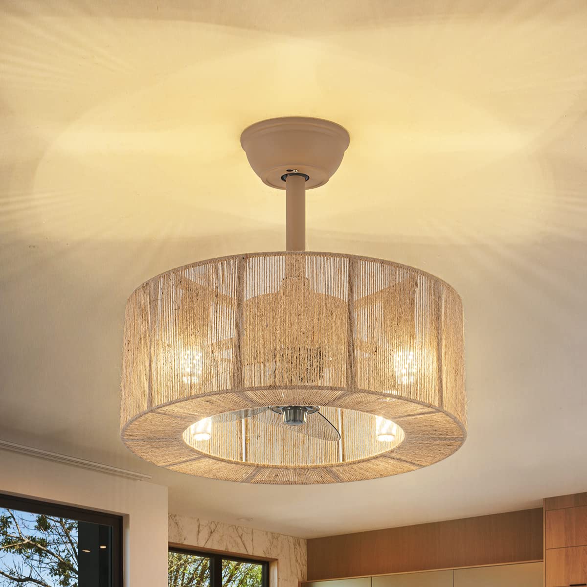 Yaretro Boho Ceiling Fan with Light and Remote Caged Fan Light ...