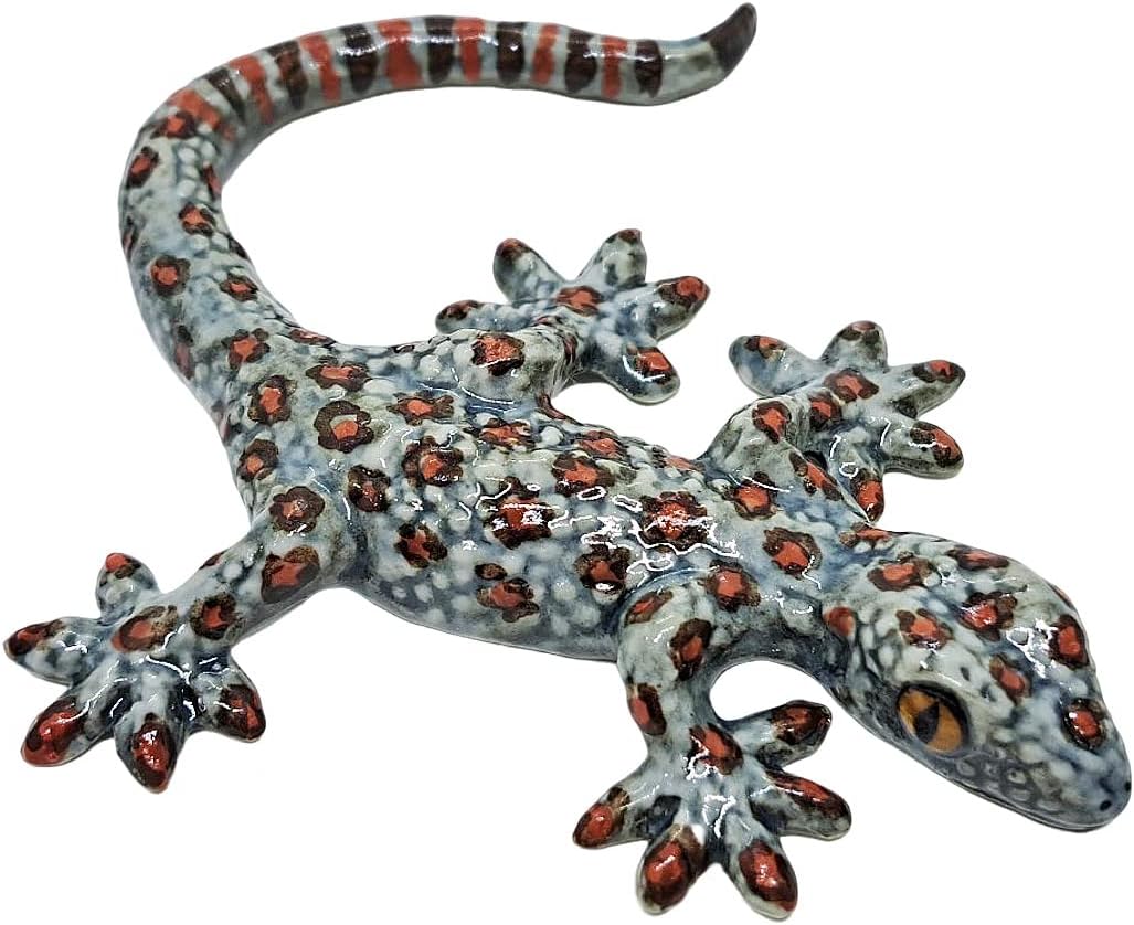 Amazon.com: WitnyStore Tiny 3¾" Long Grey with Red and Black Dots Gecko ...