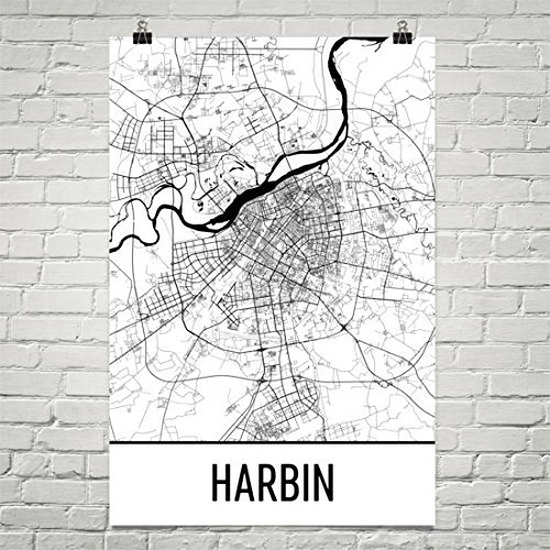 Harbin Map, Harbin Art, Harbin Print, Harbin China Poster, Harbin Wall ...