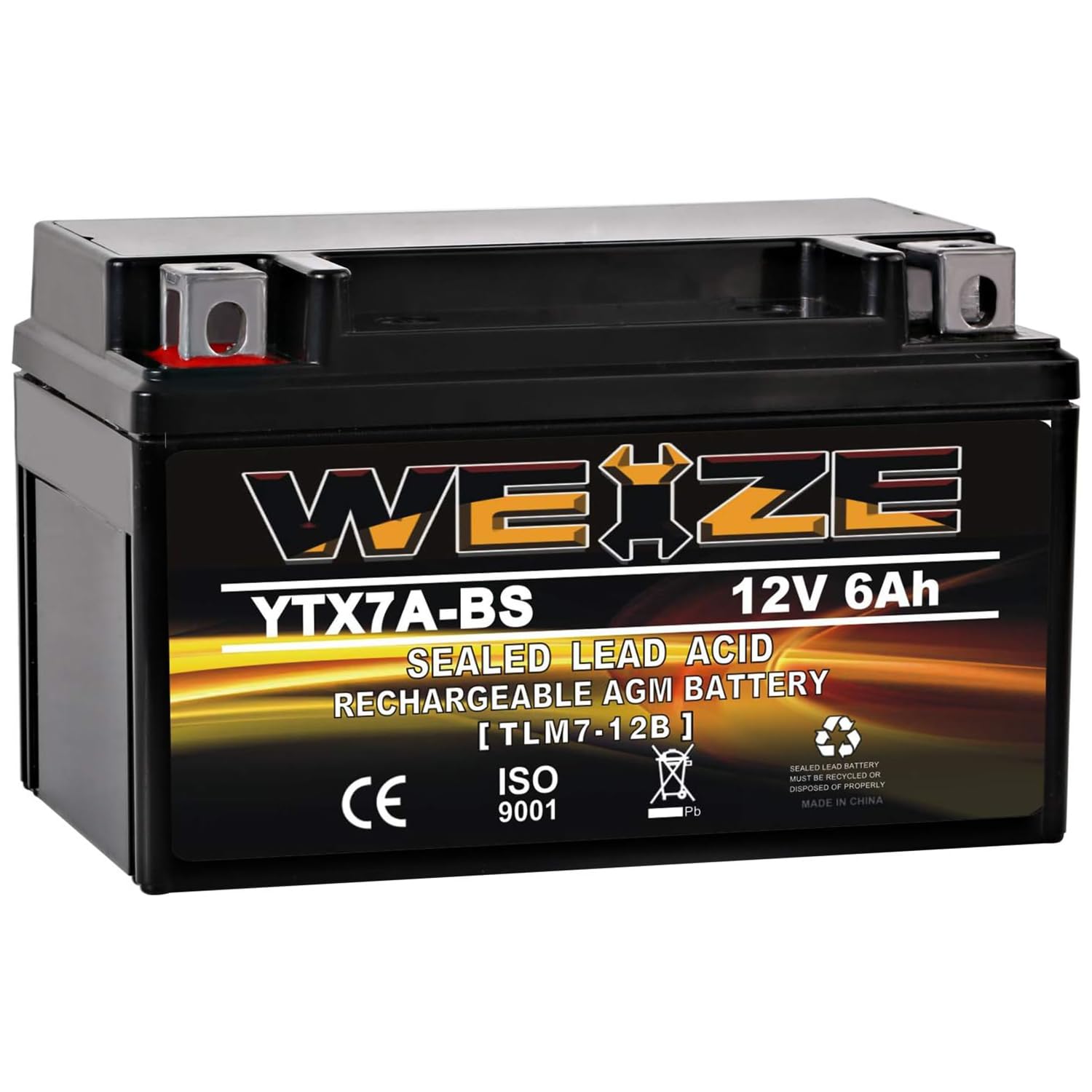 Amazon.com: YTX7A-BS Sealed AGM Maintenance Free Motorcycle Battery, 12 ...